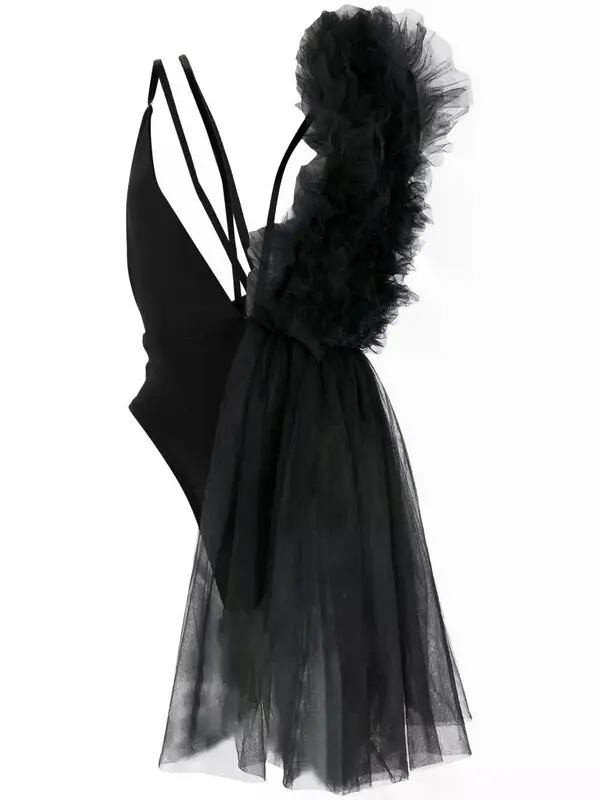 Alchemy Fashions Ruffled Detail V-neck Bodysuit