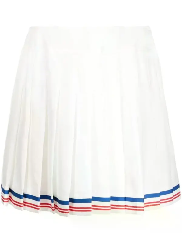 Casablanca Pleated Striped Border Mini Skirt - White