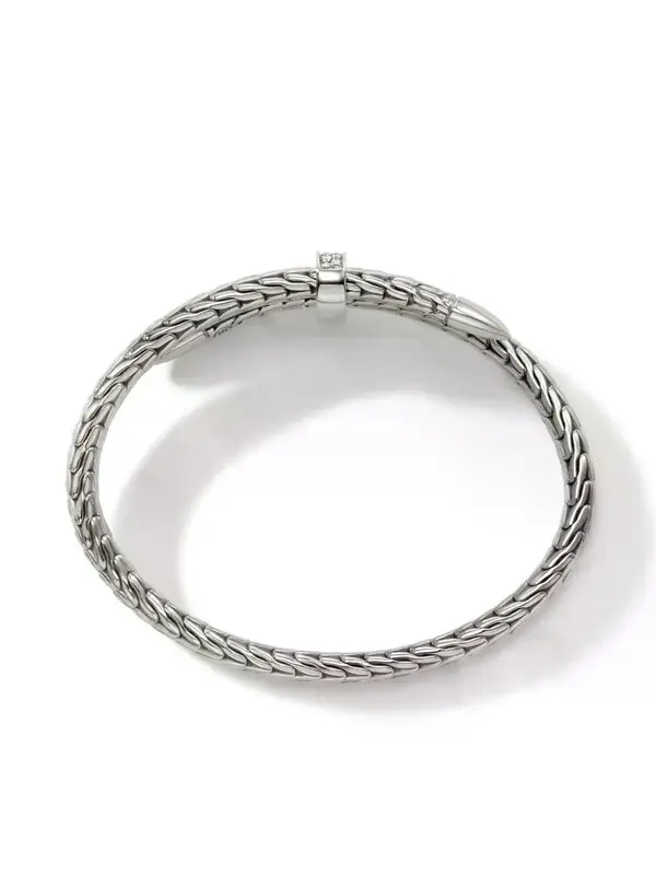 John Hardy Sterling Spear Flex Diamond Cuff Bracelet