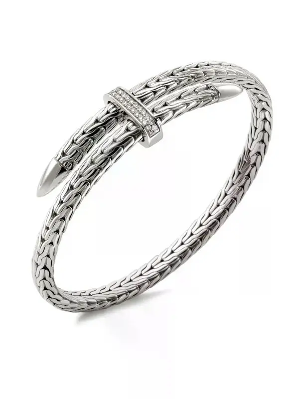 John Hardy Sterling Spear Flex Diamond Cuff Bracelet