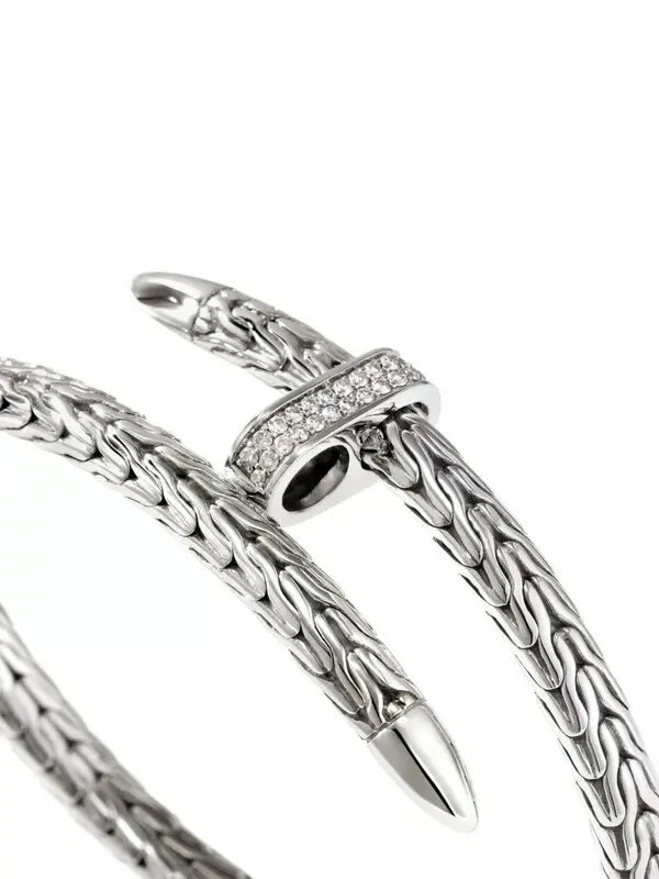 John Hardy Sterling Spear Flex Diamond Cuff Bracelet