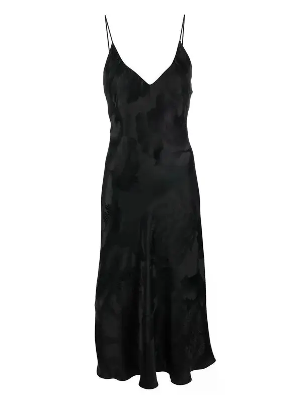 Carine Gilson Silk Jacquard-print Midi Slip Dress - Black
