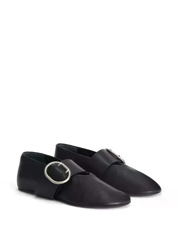 JIL SANDER Ovine Leather Ballerina Shoes With Buckle Fastening - Black