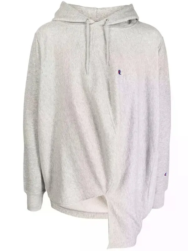 Anrealage Draped Drawstring Hoodie - Grey