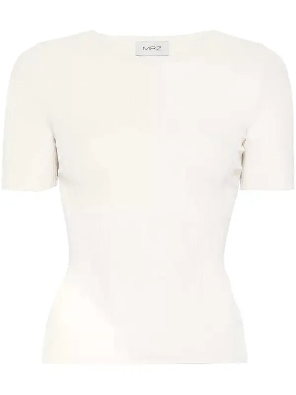 MRZ Ribbed Crew Neck T-shirt - Neutrals