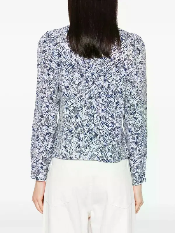 MARANT ETOILE Eddy Abstract Print Georgette Crepe Blouse