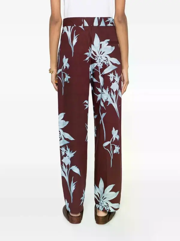 FORTE_FORTE Floral Pattern Cotton Straight-leg Trousers