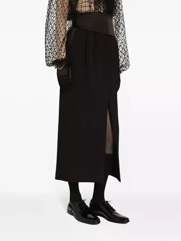 Dolce & Gabbana High-waisted Gabardine Skirt With Front Slit