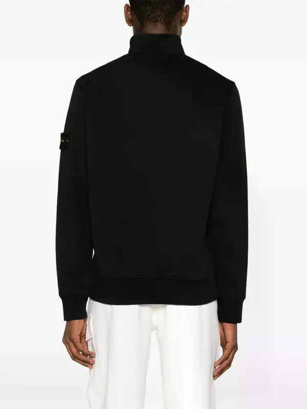 Stone Island Compass-patch Zip-up Sweatshirt - Black