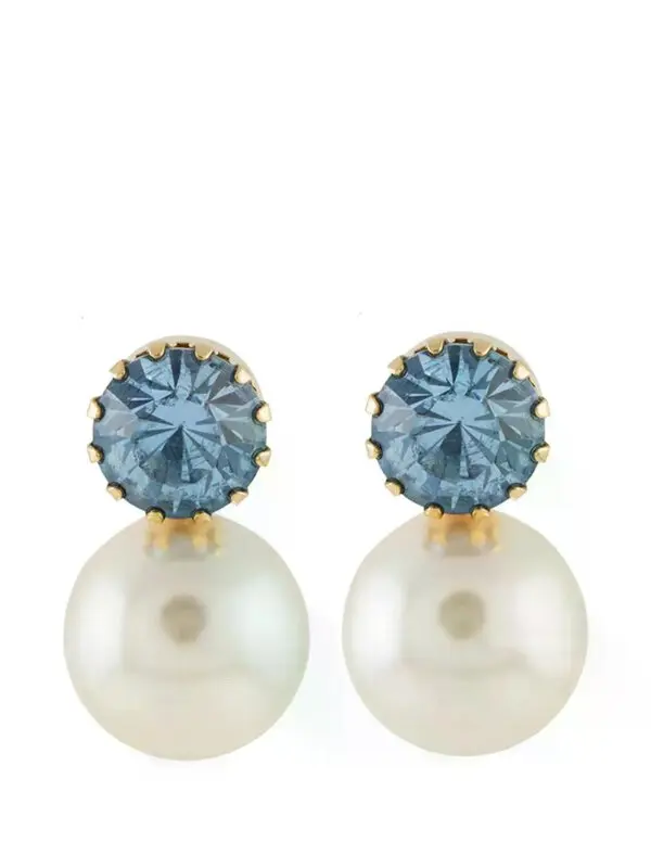 JENNIFER BEHR Ines Pearl And Crystal Embellished Drop Earrings - Blue