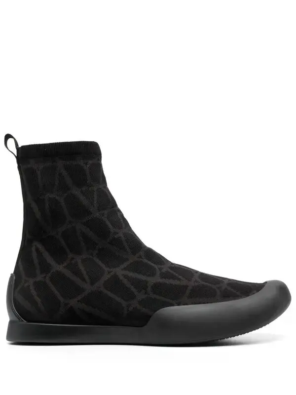 Valentino Garavani Toile Iconographe Sock Boots - Black