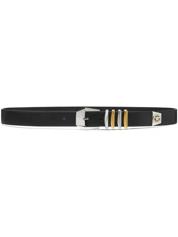 Versace Medusa Motif Leather Belt - Black
