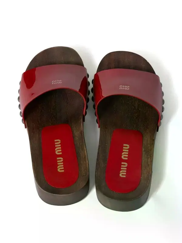 Miu Miu Leather Slides - Red