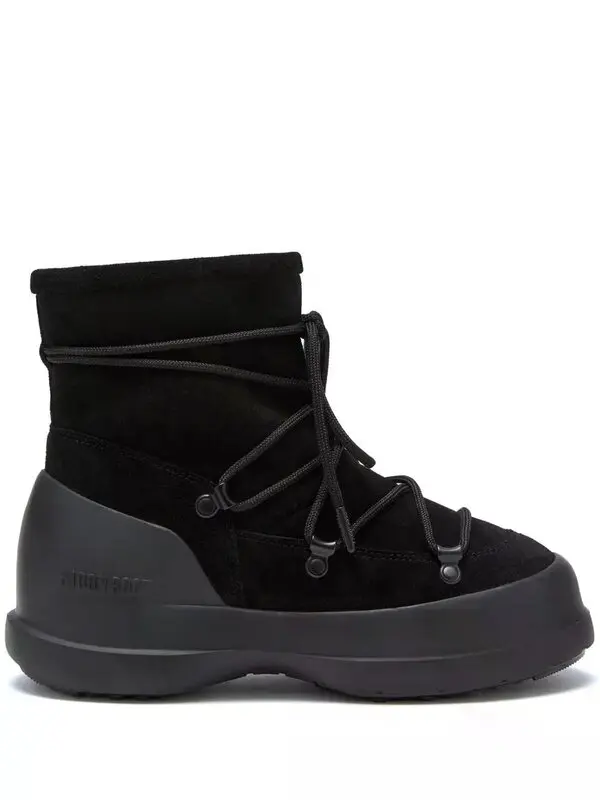 Moon Boot Luna Lace-up Suede Boots - Black