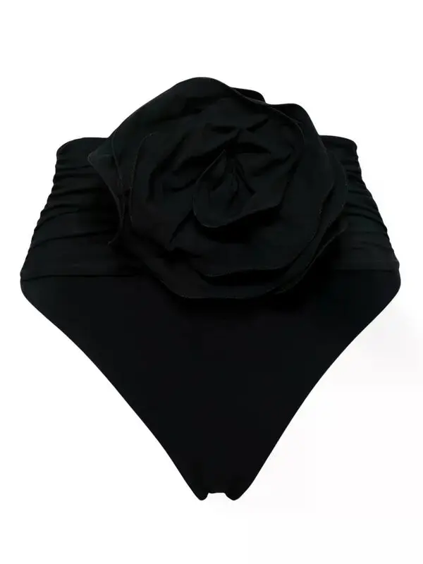 Magda Butrym High Waist Bikini Bottoms With Floral Appliqu - Black