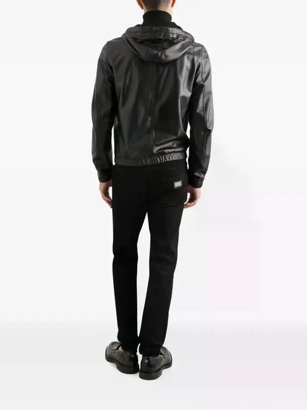 Dolce & Gabbana Hooded Leather Jacket