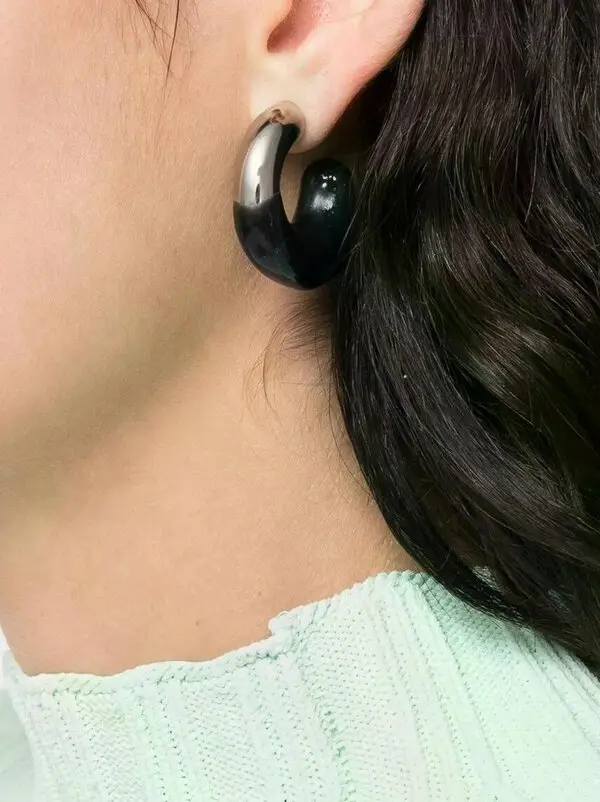 Sunnei Rubberised Small Hoop Earrings - Black