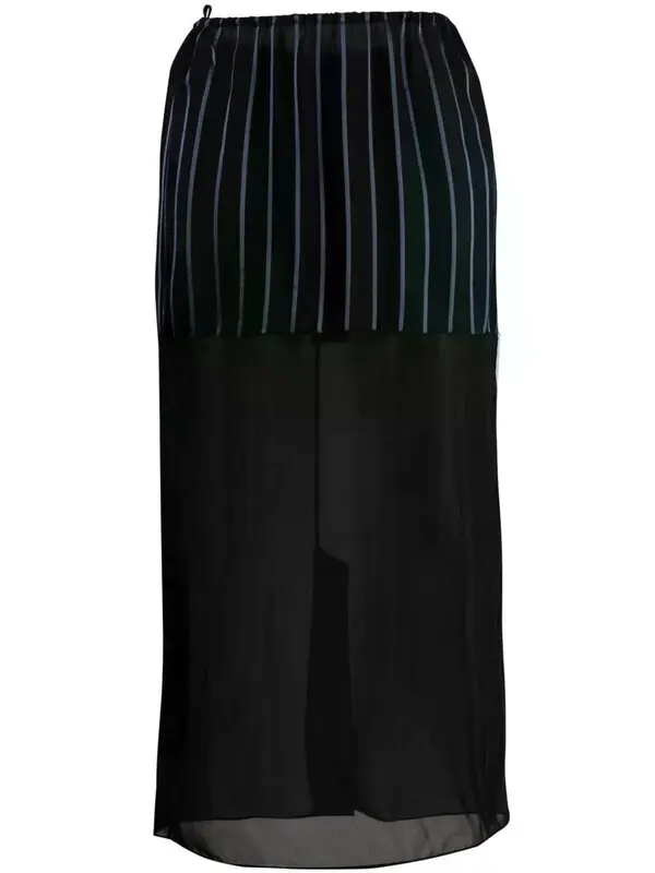 Gauchère Striped Sheer Midi Skirt