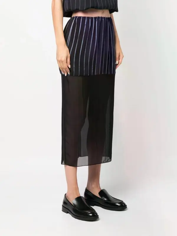 Gauchère Striped Sheer Midi Skirt