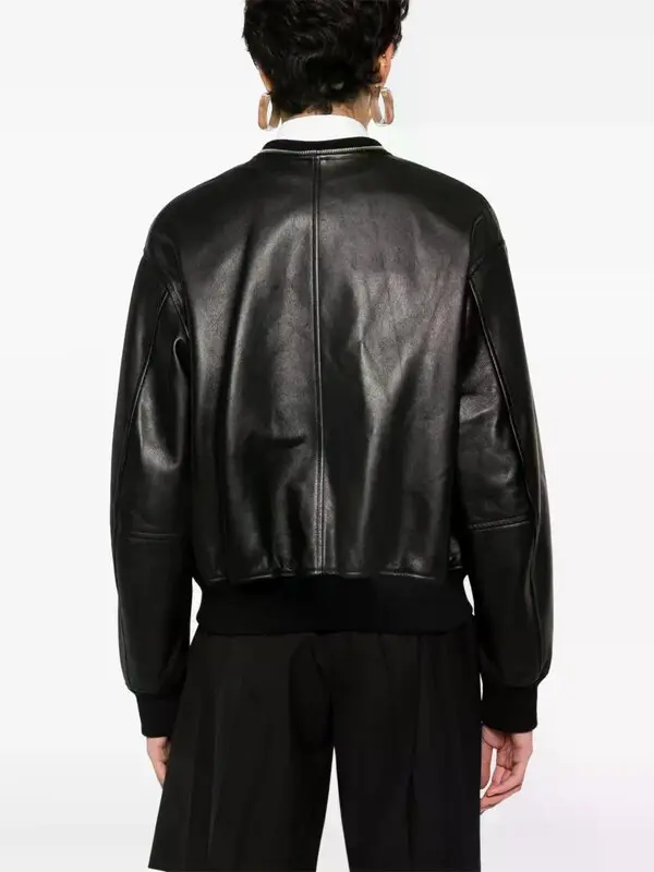 JIL SANDER Lambskin Nappa Leather Bomber Jacket