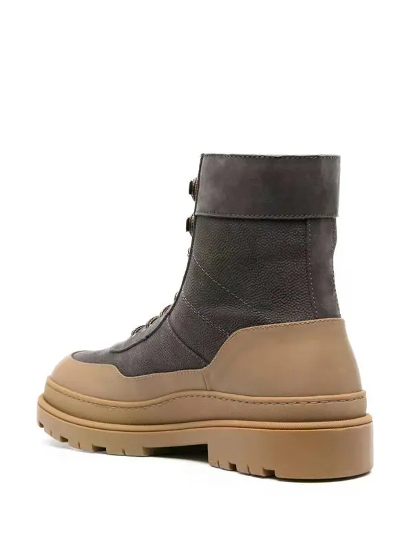 Brunello Cucinelli Lace-up Leather Boots - Grey