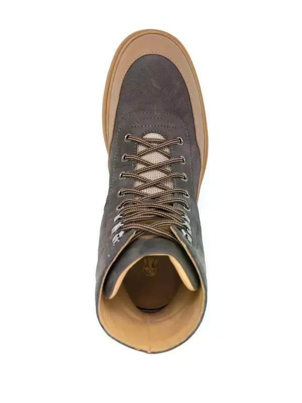 Brunello Cucinelli Lace-up Leather Boots - Grey