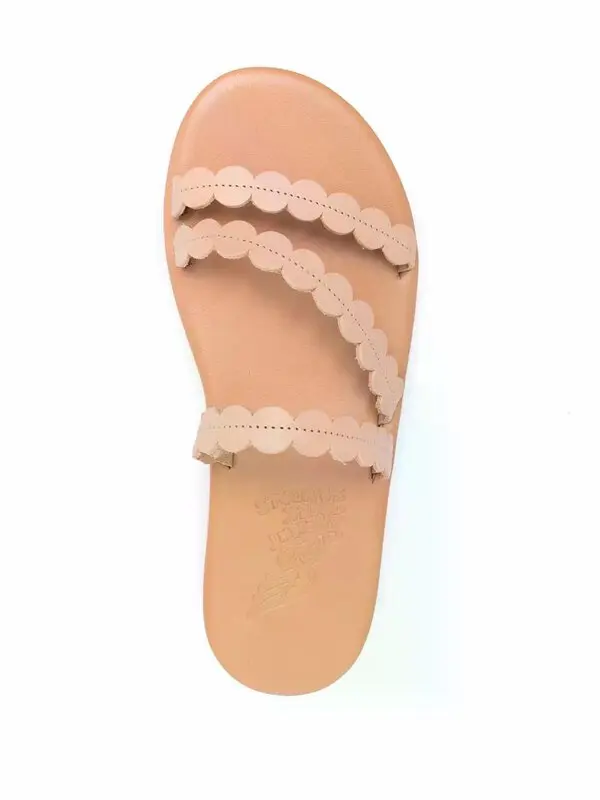 ANCIENT GREEK SANDALS Leather Slip-on Sandals With Scalloped Edges