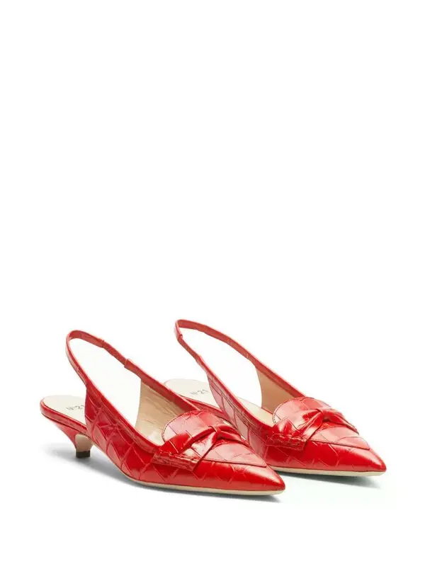 N°21 Calf Leather Embossed Crocodile Effect Bow Slingback Pumps