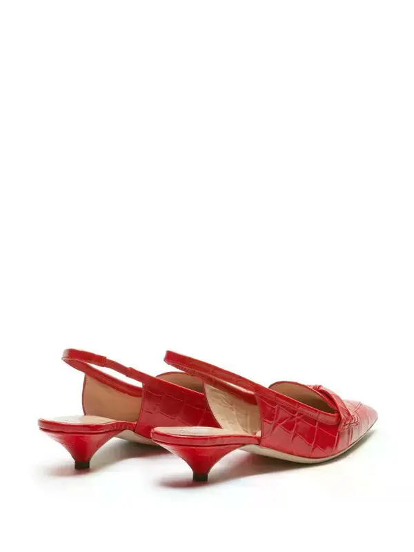 N°21 Calf Leather Embossed Crocodile Effect Bow Slingback Pumps
