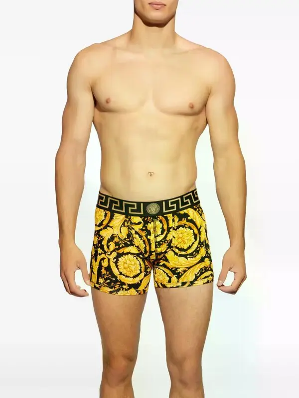 Versace Printed Jacquard Cotton-jersey Long Trunks