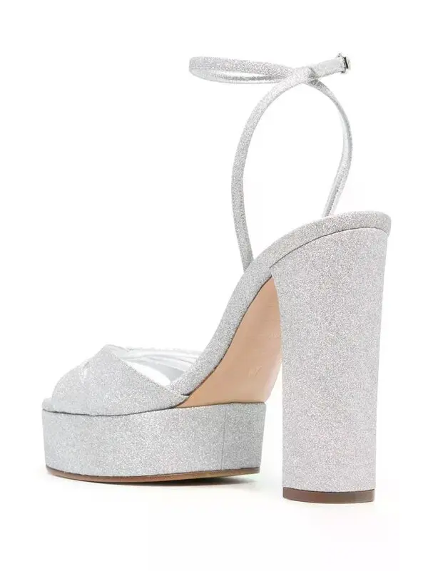 Casadei Betty Citylight 130mm Platform Sandals - Silver