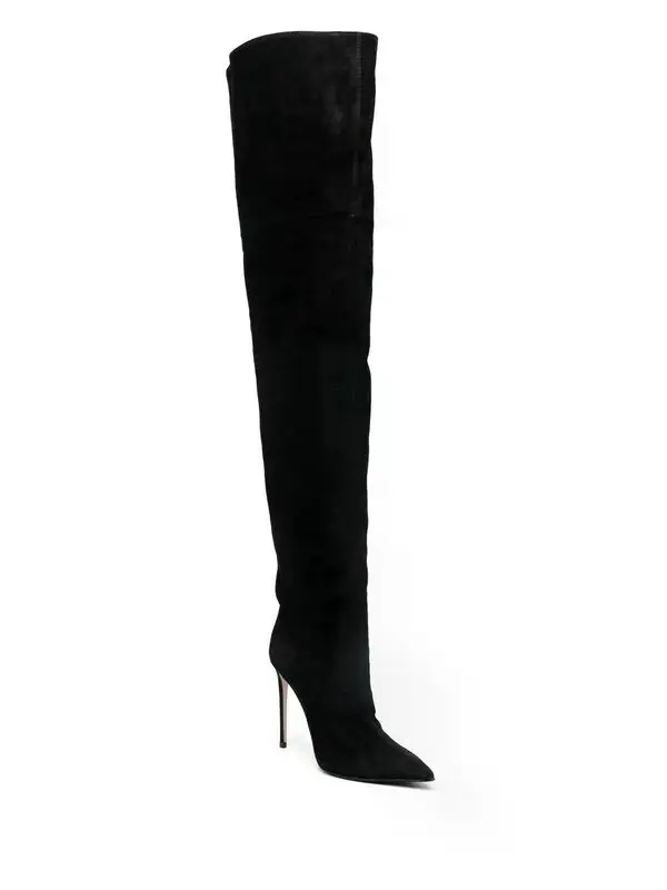 LE SILLA Suede Thigh-high Stiletto Boots - Black
