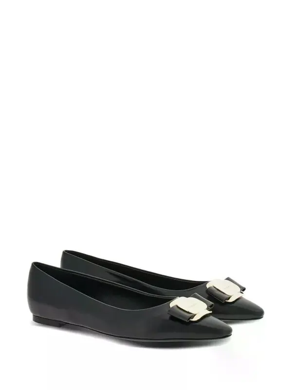 FERRAGAMO Vara-bow Lambskin Ballerina Shoes - Black