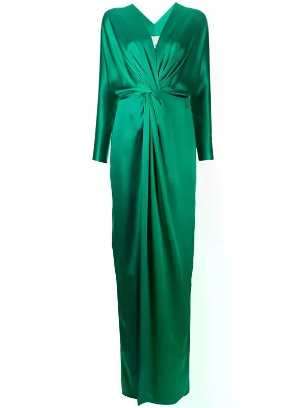Michelle Mason Twist-detail Silk Gown - Green