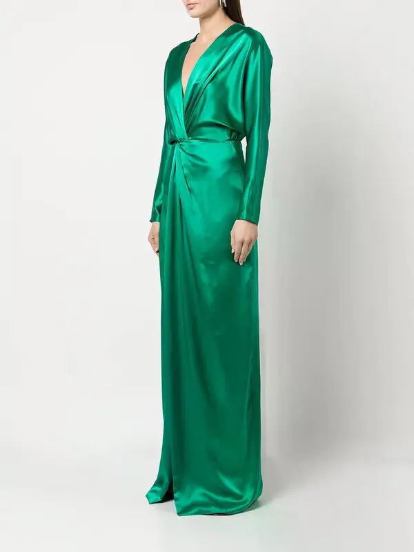 Michelle Mason Silk Twist Detail Gown - Green