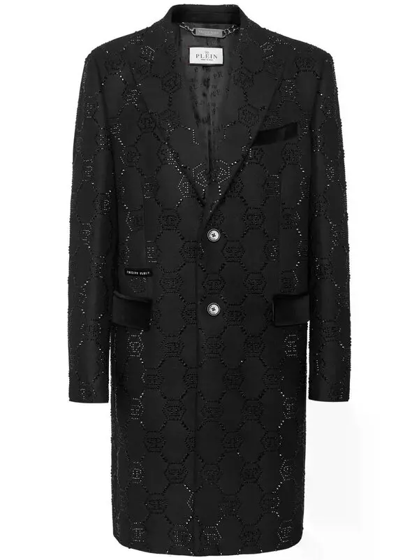 Philipp Plein Peak Lapel Single-breasted Coat - Black
