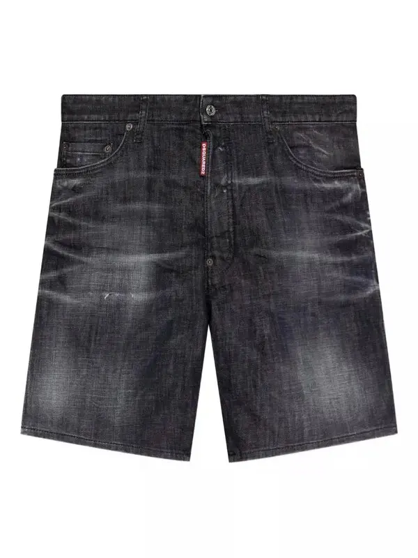 Dsquared2 Cotton Blend Denim Shorts - Black