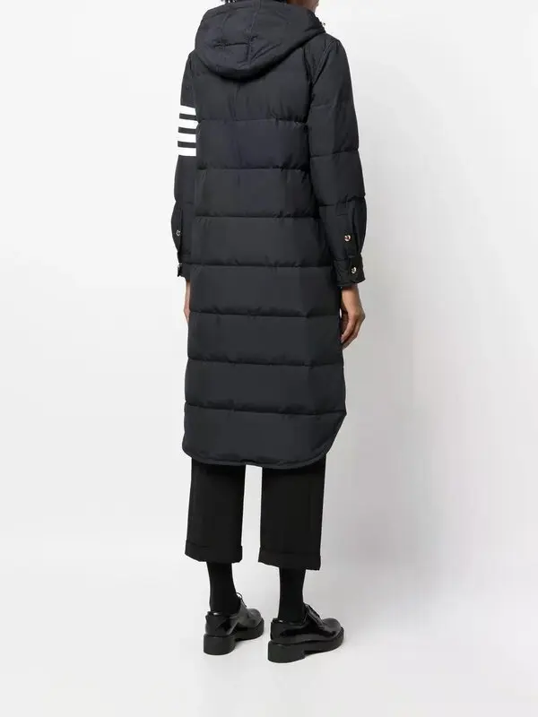 Thom Browne 4-bar Hooded Padded Coat - Blue