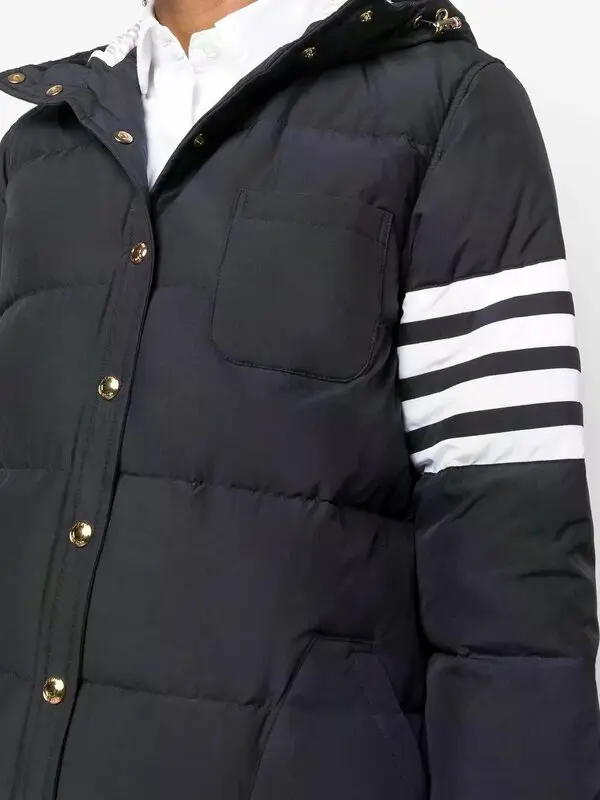 Thom Browne 4-bar Hooded Padded Coat - Blue