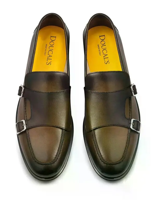 DOUCAL'S Leather Double-buckle Monk Shoes - Brown