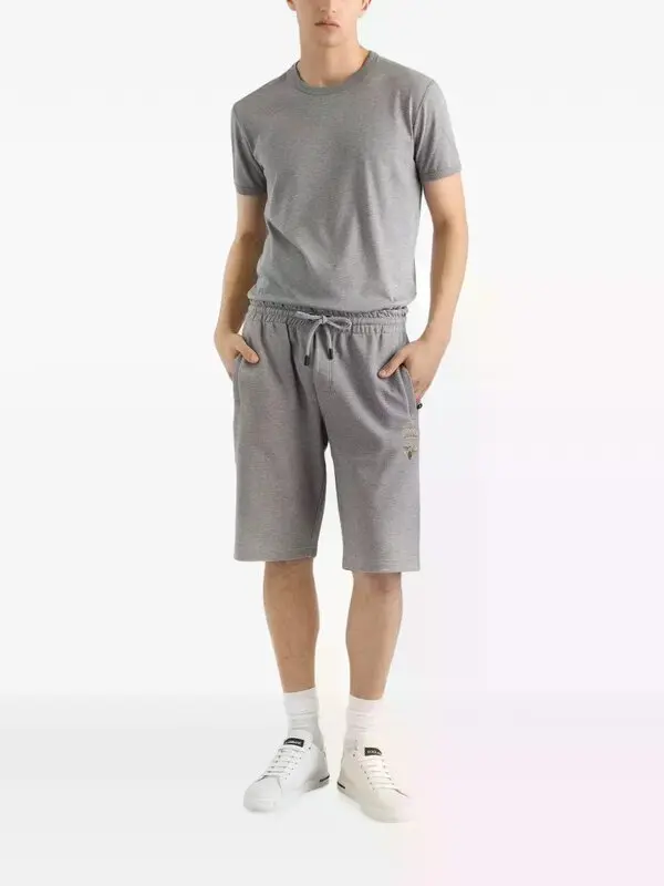 Dolce & Gabbana Cotton-blend Shorts With Embroidered Logo - Grey