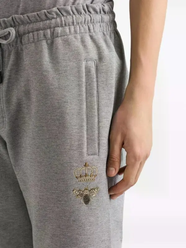 Dolce & Gabbana Cotton-blend Shorts With Embroidered Logo - Grey