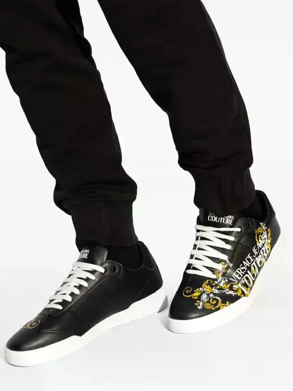 Versace Logo Embroidered Sneakers