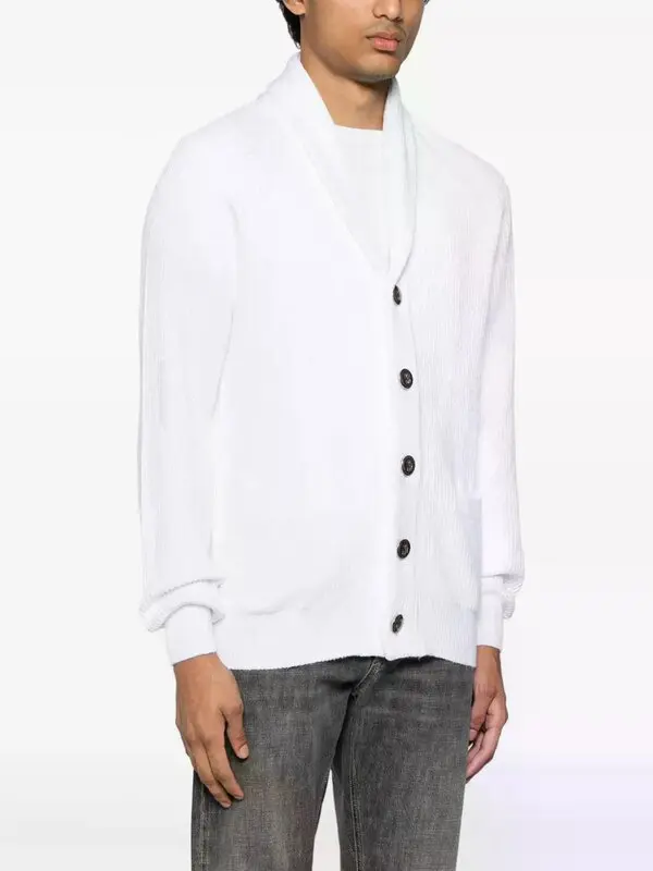 Brunello Cucinelli Shawl Collar Ribbed Cardigan
