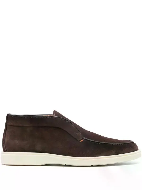 Santoni Slip-on Suede Boots - Brown
