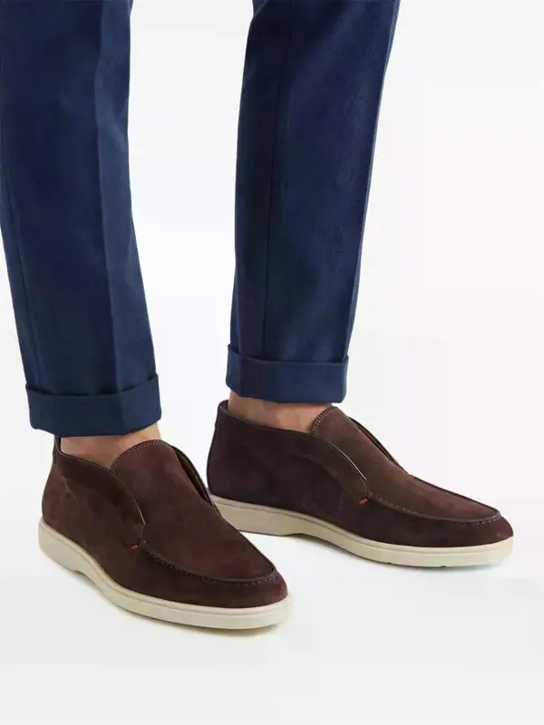 Santoni Slip-on Suede Boots - Brown