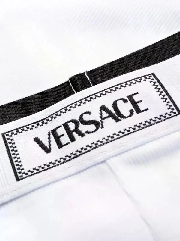 Versace Cotton Ribbed Trunks - White