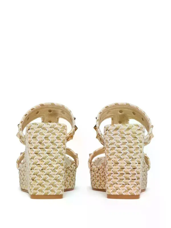 Valentino Garavani Rockstud Laminated Nappa Wedge Sandals 90mm