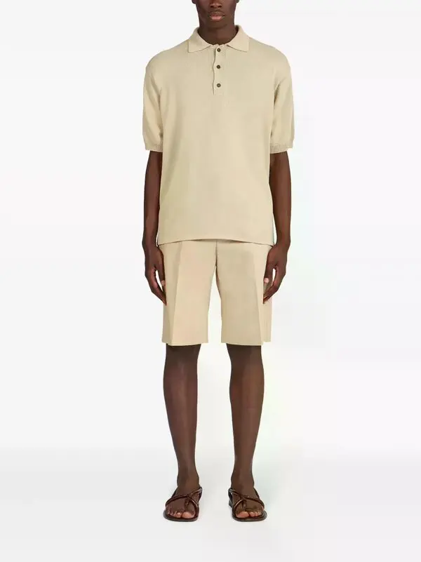 FERRAGAMO Logo-plaque Knitted Polo Shirt