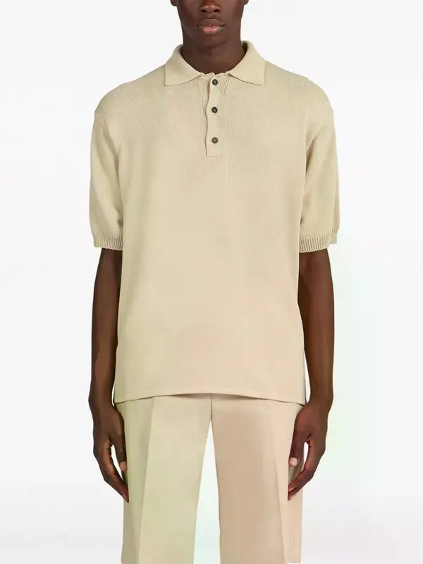 FERRAGAMO Logo-plaque Knitted Polo Shirt